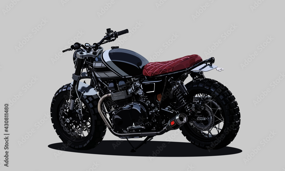 Classic scrambler motorcycle vintage custom. Realistic retro motorbike ...