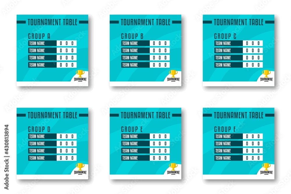 a collection of social media templates group stage standings table for ...
