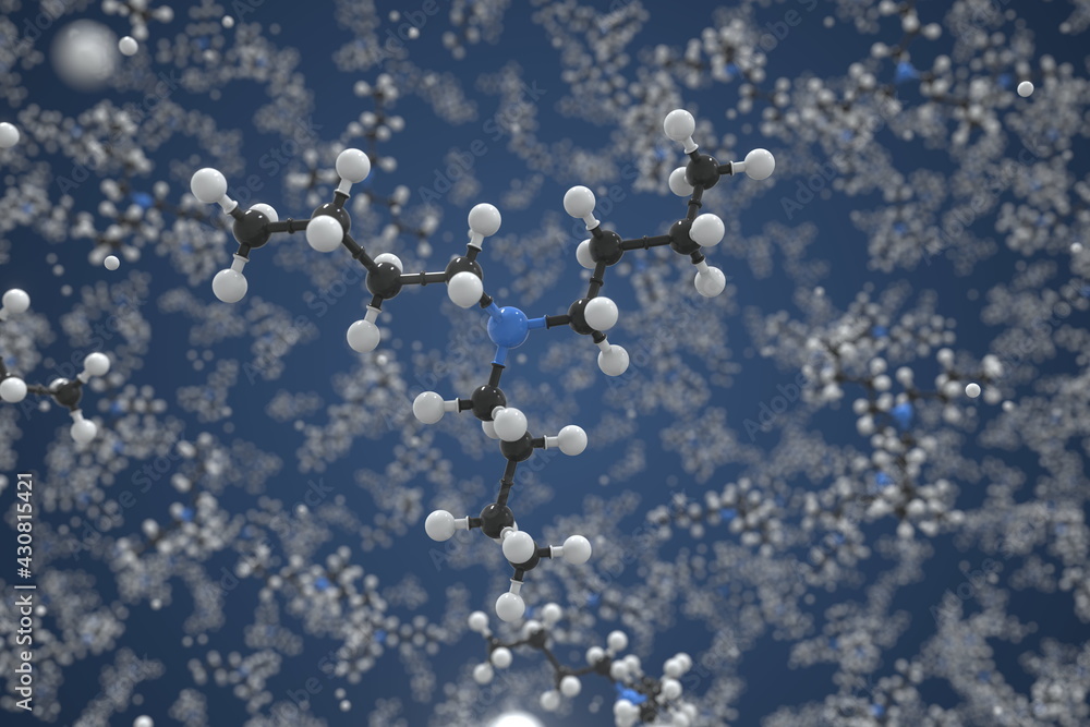 Molecule of tributylamine, ball-and-stick molecular model. Scientific ...