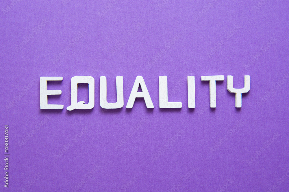 Gender equality concept over purple background. Social norms and ...