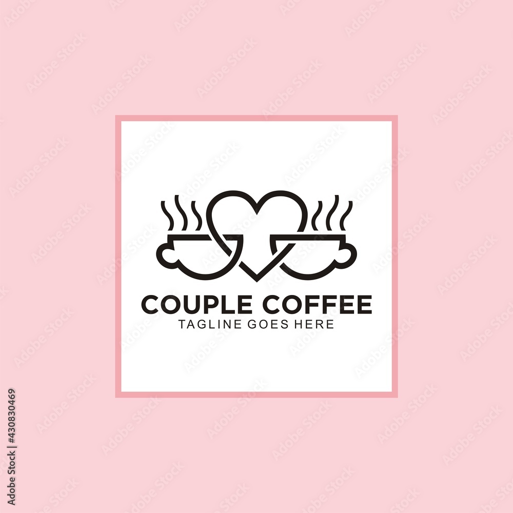 Coffee logo with love couple design concept Stock Vector | Adobe Stock