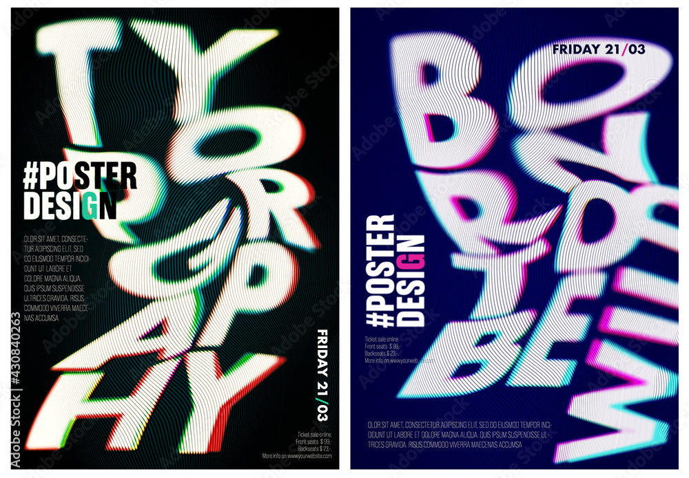 RGB Shift Poster Design Mockup Stock Template | Adobe Stock