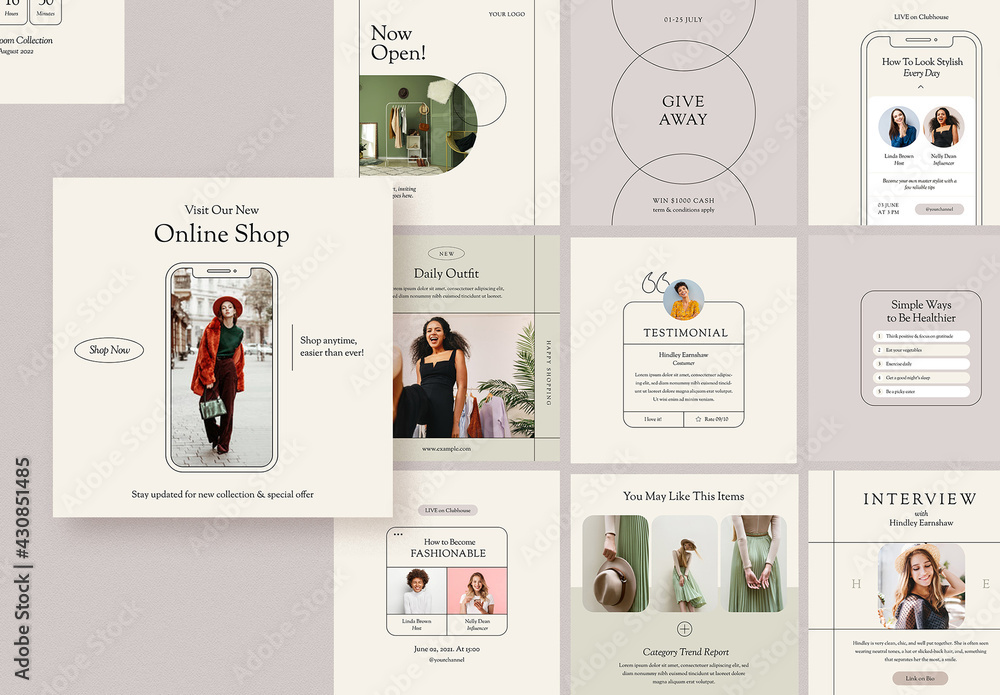 Simple Influencer Social Media Posts Stock Template | Adobe Stock