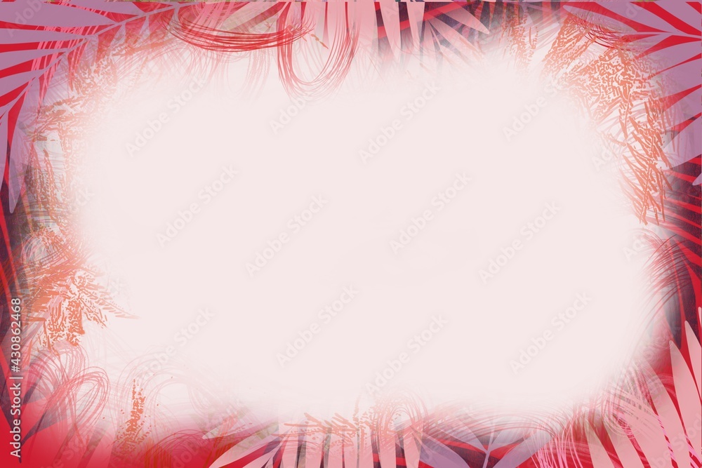 Scribble Free form Border design Abstract artwork with Tropical leaves ...