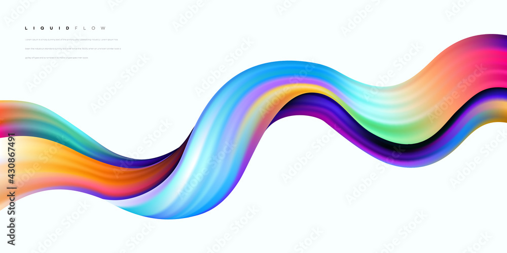 Colorful liquid wave background, Dynamic 3d color flow vector element ...