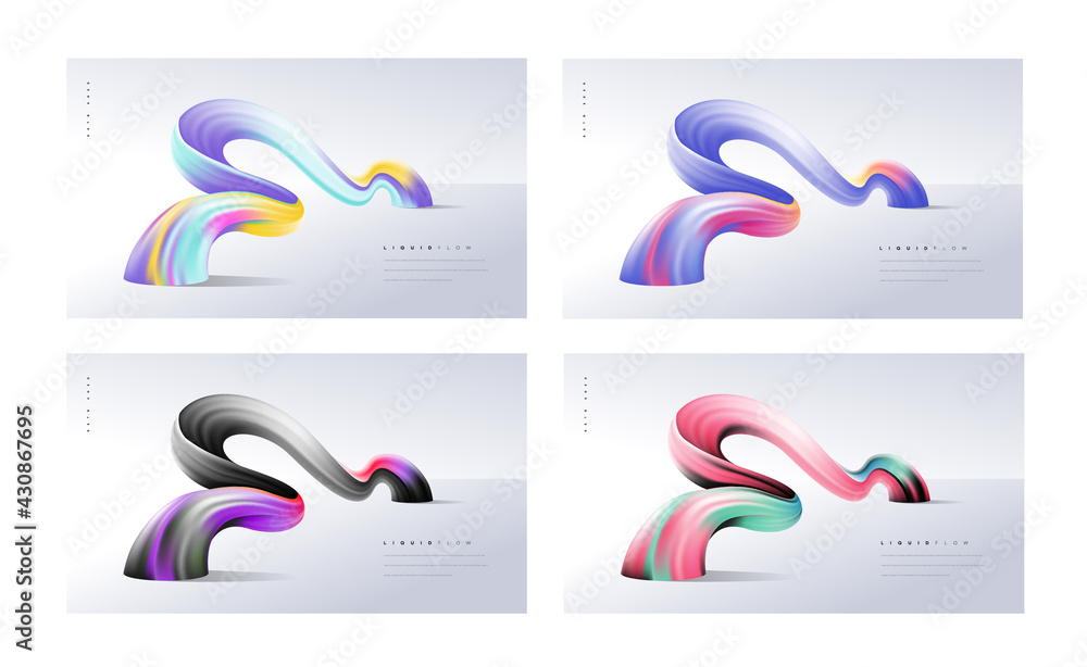 Colorful liquid wave background, Dynamic 3d color flow vector element ...