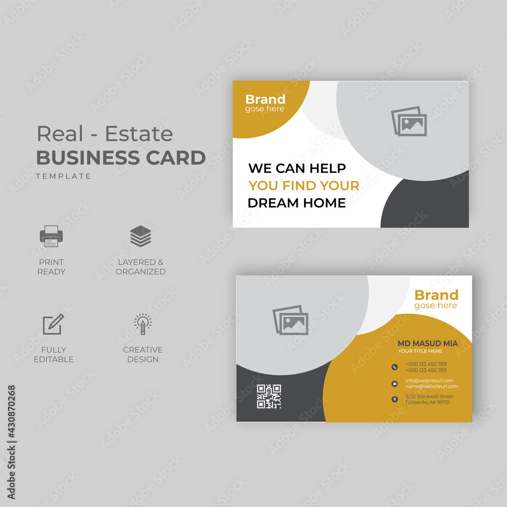Modern Card Design Template, Real estate business identity card ...