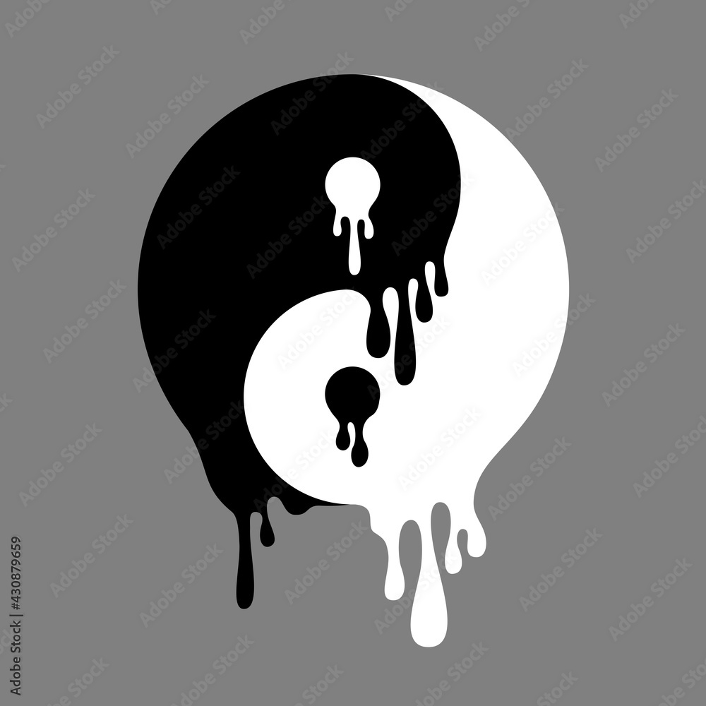 Symbol of Yin and Yang is melting and liquefying - disintegration ...