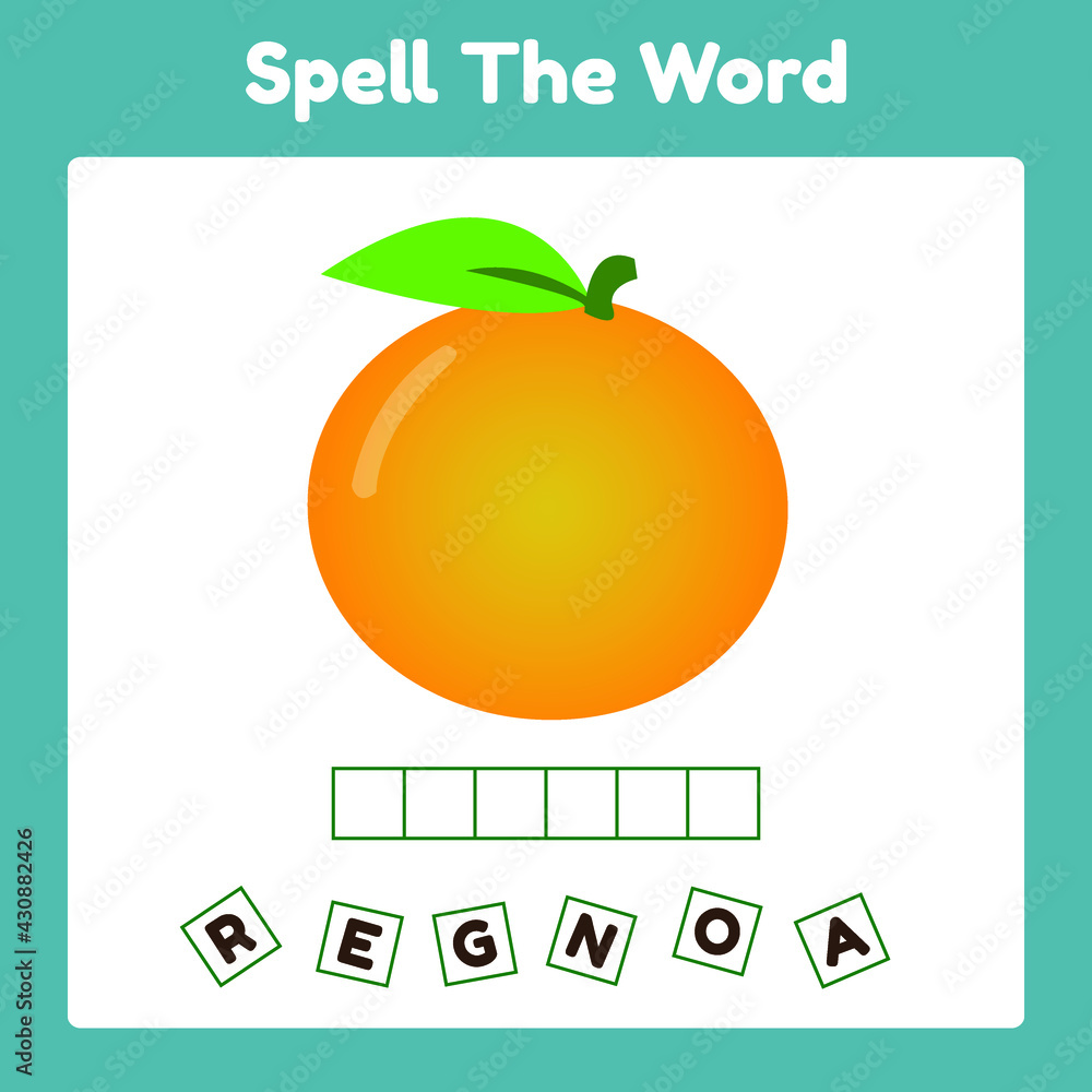 Spelling Word Scramble Game Template Orange. Perfect for Kids Activity ...