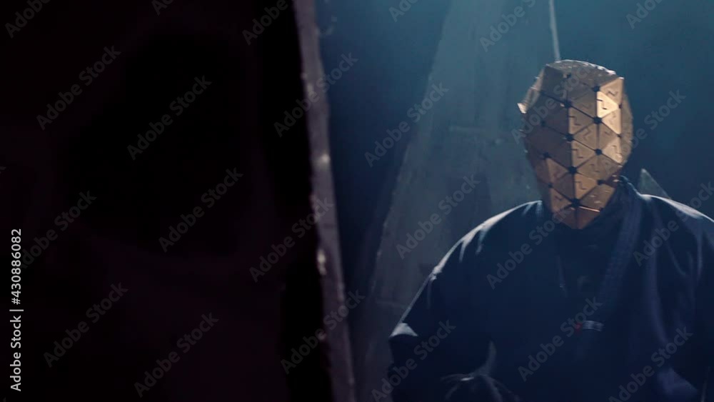 Stockvideon Mystic footage of metal masked man . Epic scene of people ...