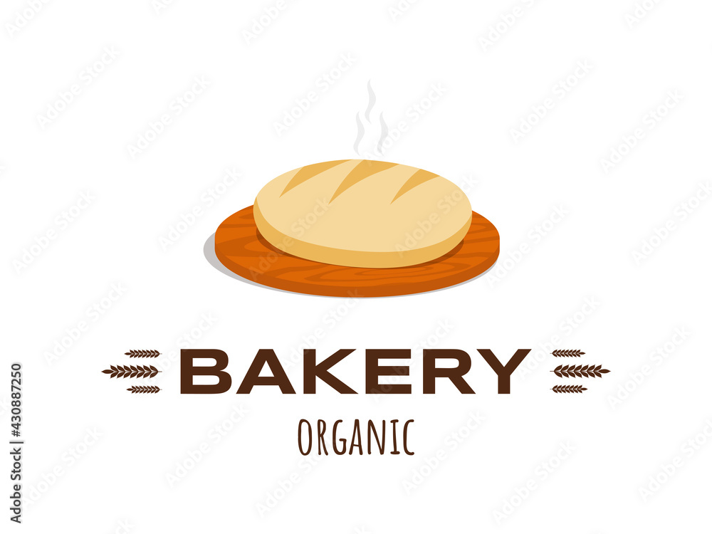 Bakery organic logo design with text. Fresh tasty bread vector flat ...