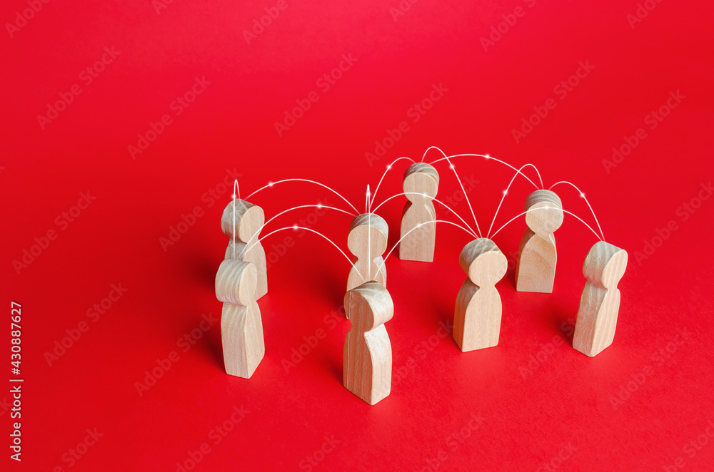 Group of people connected by lines. Team relationships interconnected ...