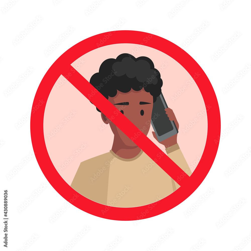Speaking mobile phone is prohibited vector flat illustration isolated ...