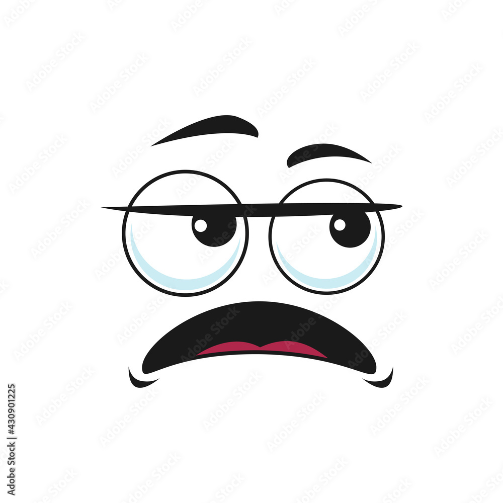 Indifferent apathetic emoticon with big eyes isolated smiley. Vector ...