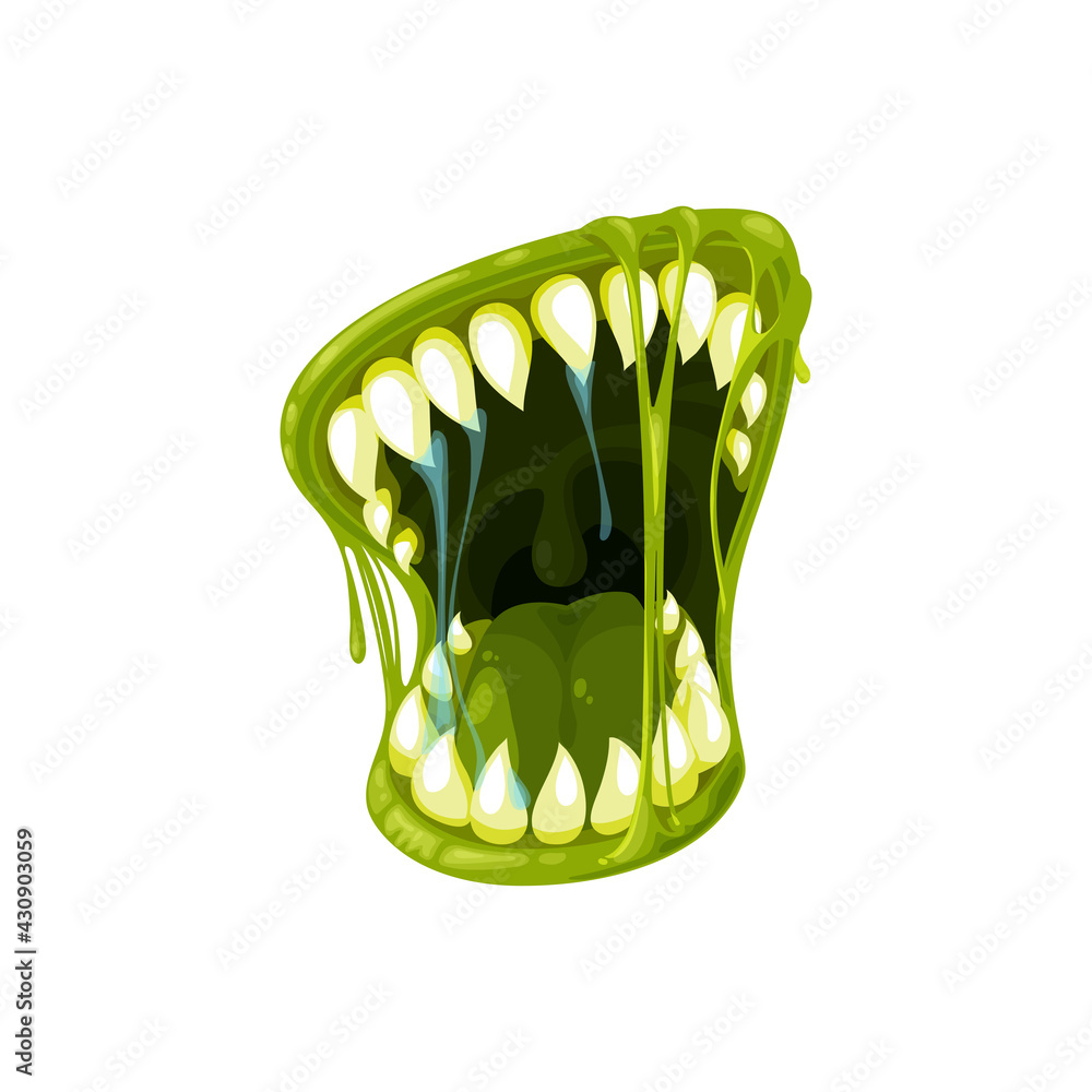 Monster mouth vector icon, creepy zombie or alien jaws with sharp teeth ...