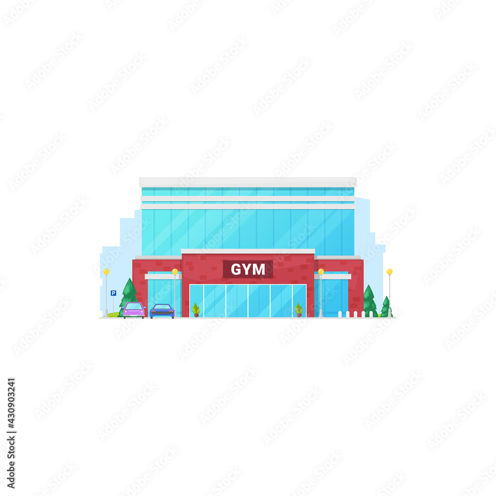 Gym sport club isolated city architecture building front view facade ...