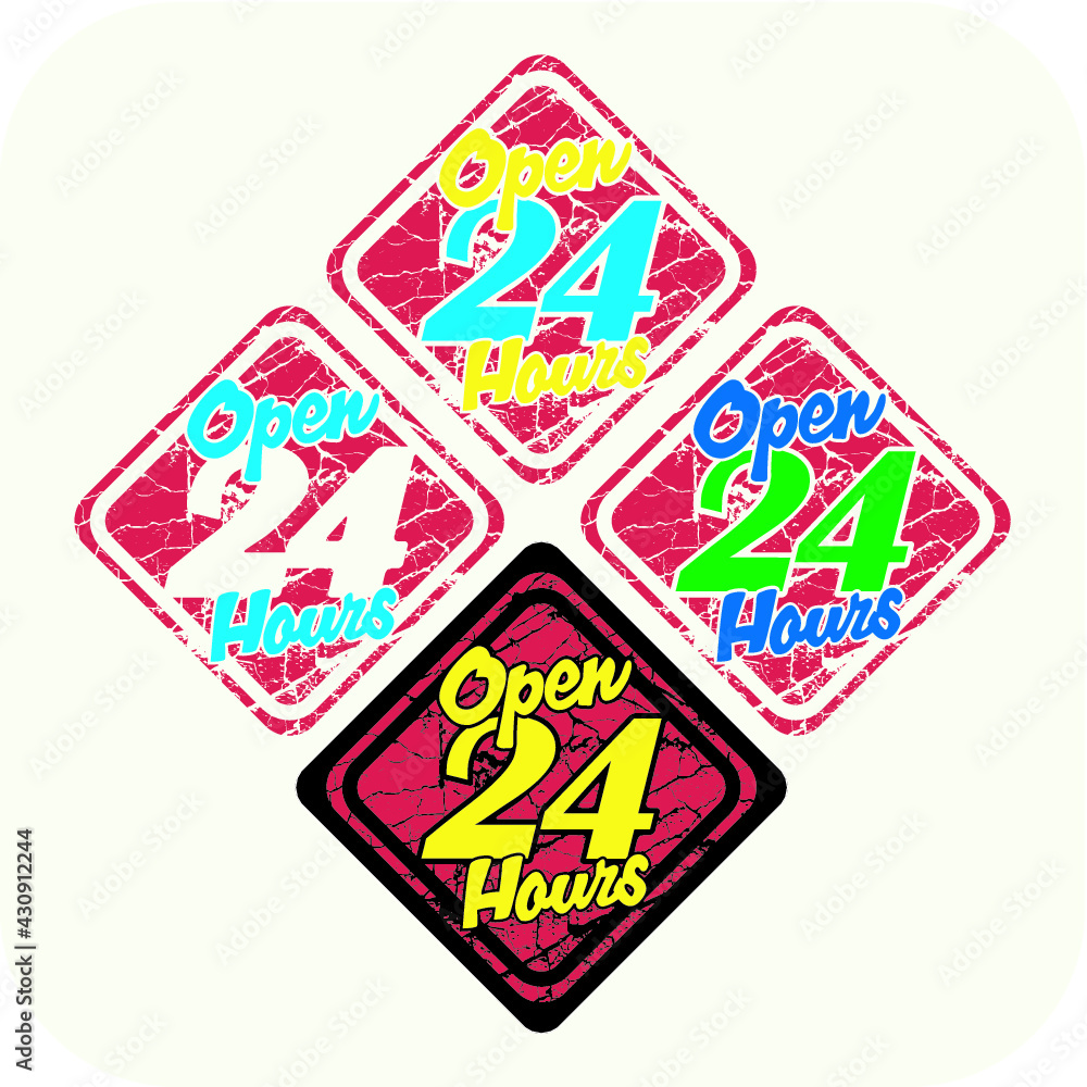 24 hour non stop sign board isolated on white Stock Vector | Adobe Stock