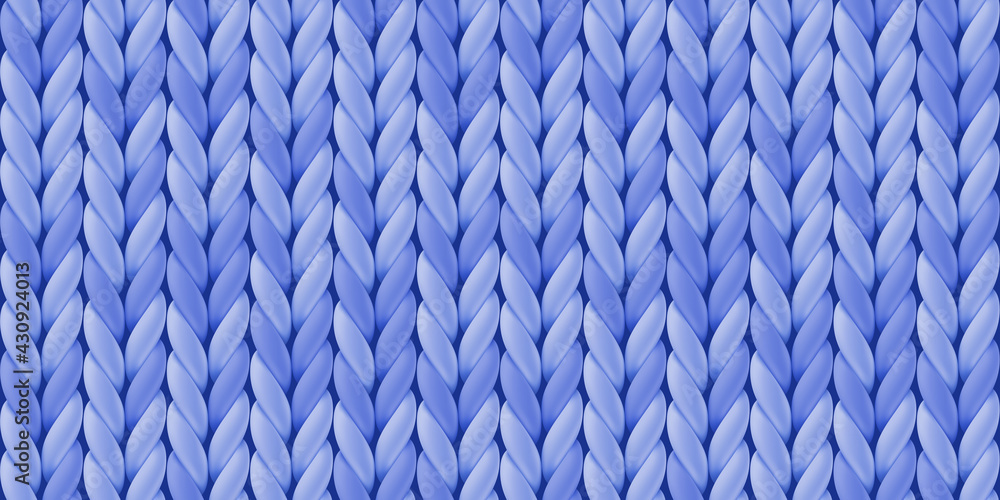 Seamless blue pattern with realistic knitted texture for background and ...