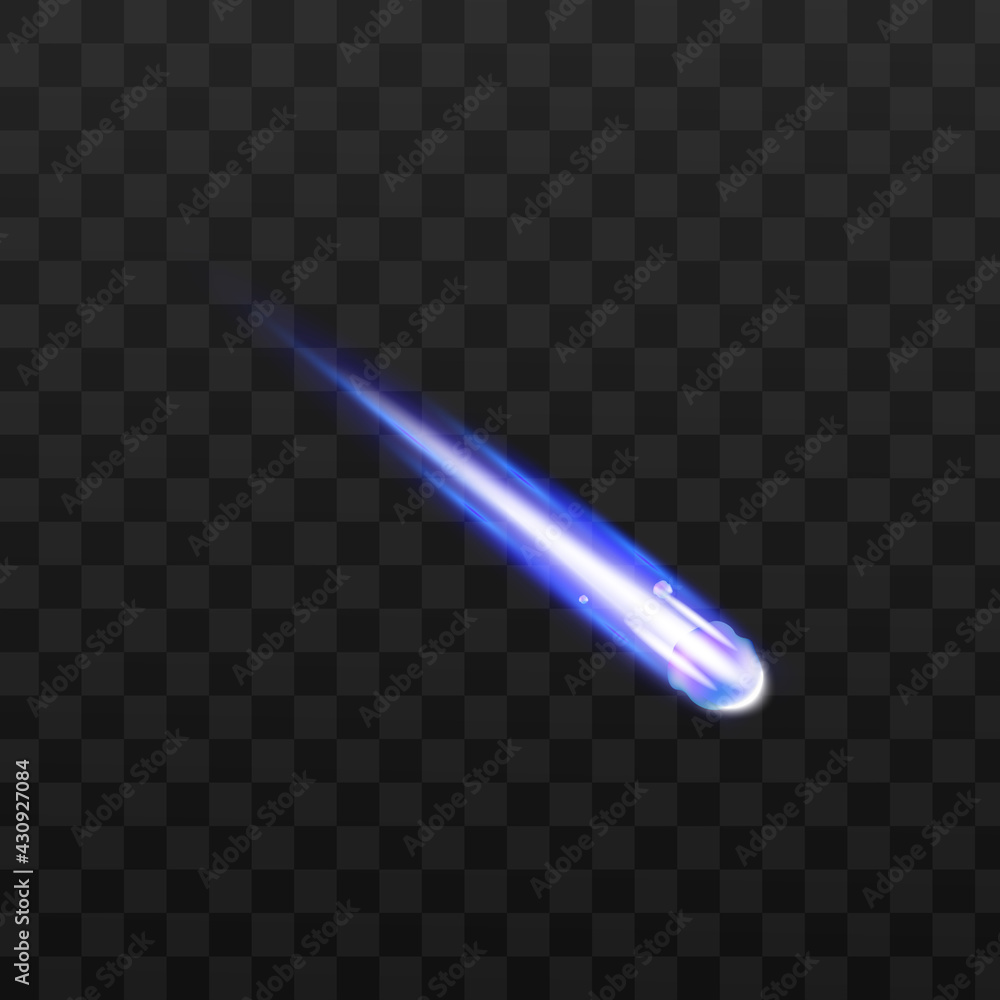 Light effect of falling comet or meteor realistic vector illustration ...