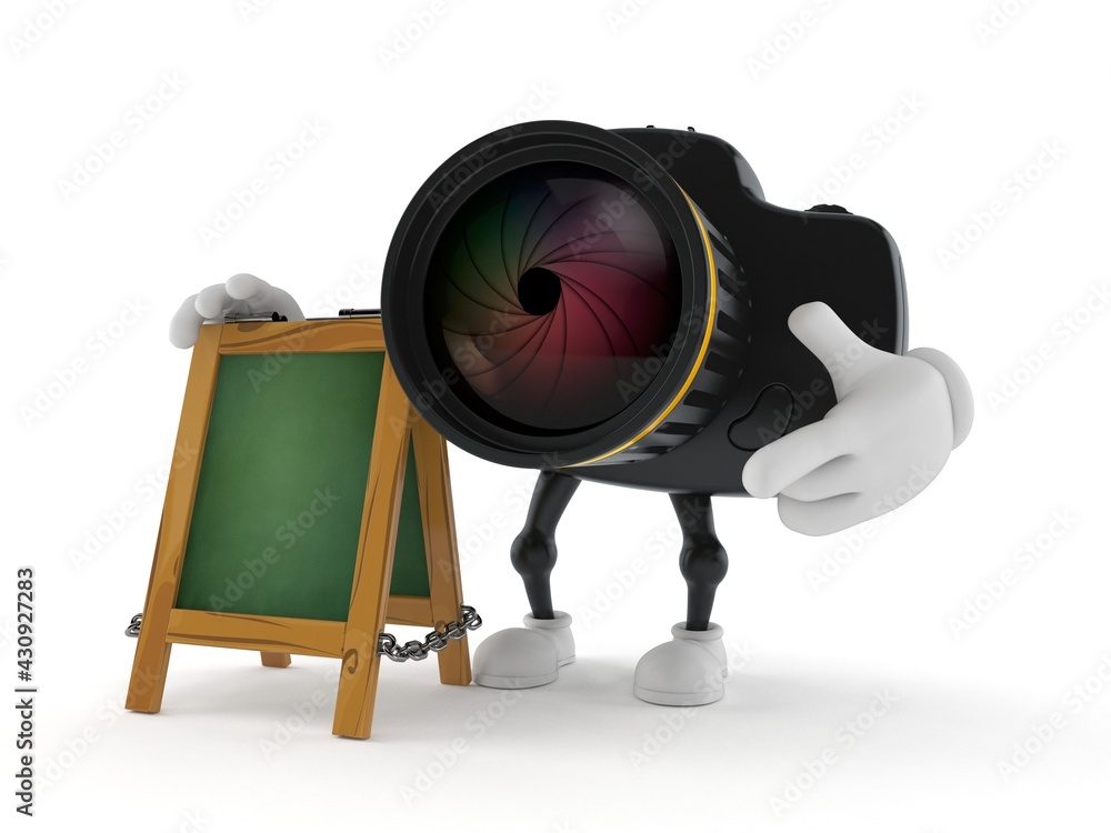 Camera character with chalk signboard Stock Illustration | Adobe Stock