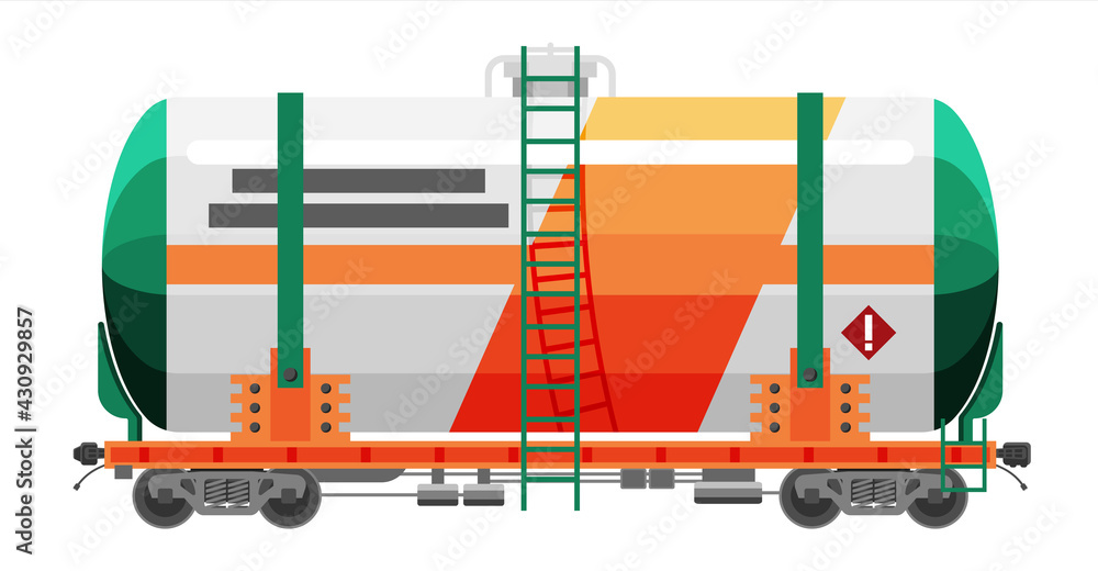Rail oil gasoline tanker car. Freight tank wagon isolated on white ...