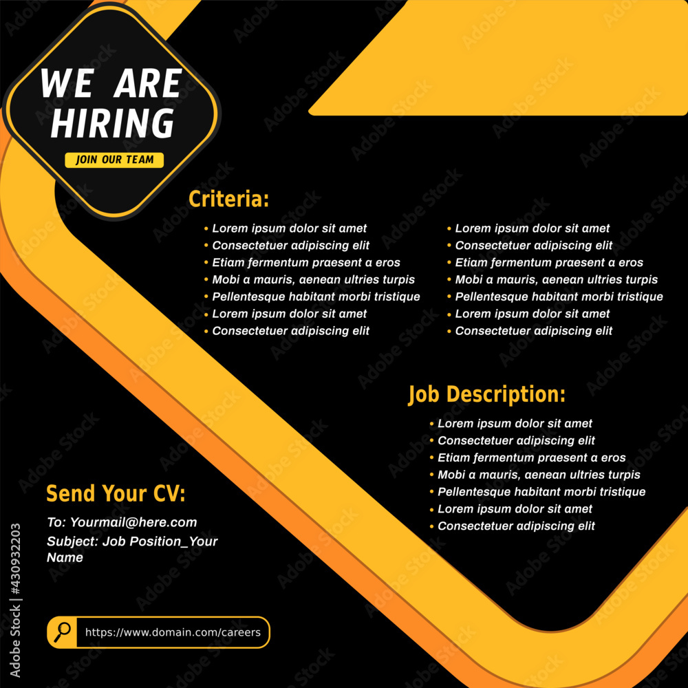 Job recruitment design for companies. Square social media post layout ...