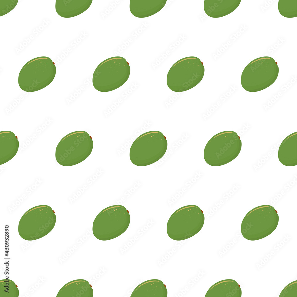 Cartoon seamless pattern with whole green mango on white backdrop ...
