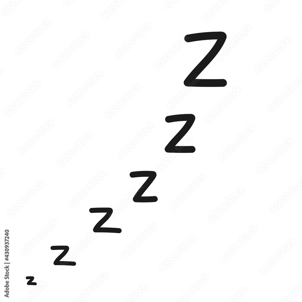 Hand drawn zzz sleep wave isolated on white background. Vector ...
