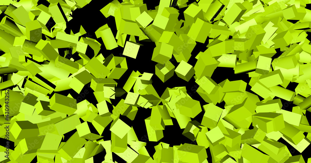 Explosion is divided into many elements in 3d. Background of an ...