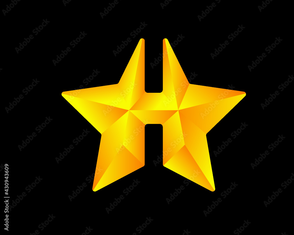 Letter H shiny gold star, editable vector Stock Vector | Adobe Stock
