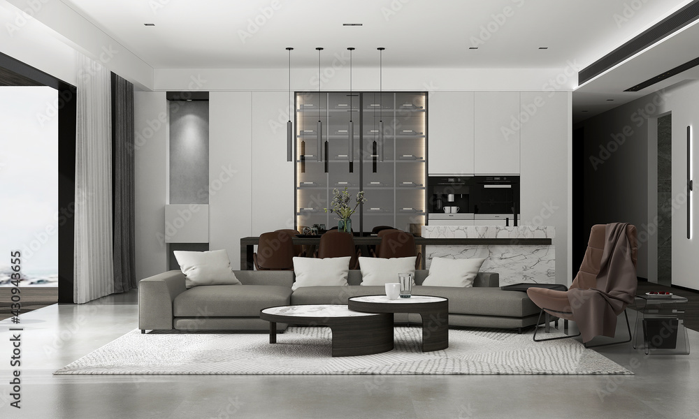 Modern mock up room and decoration interior furniture of cozy living ...