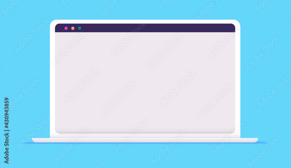 White laptop on light blue background with blank screen - Unbranded ...