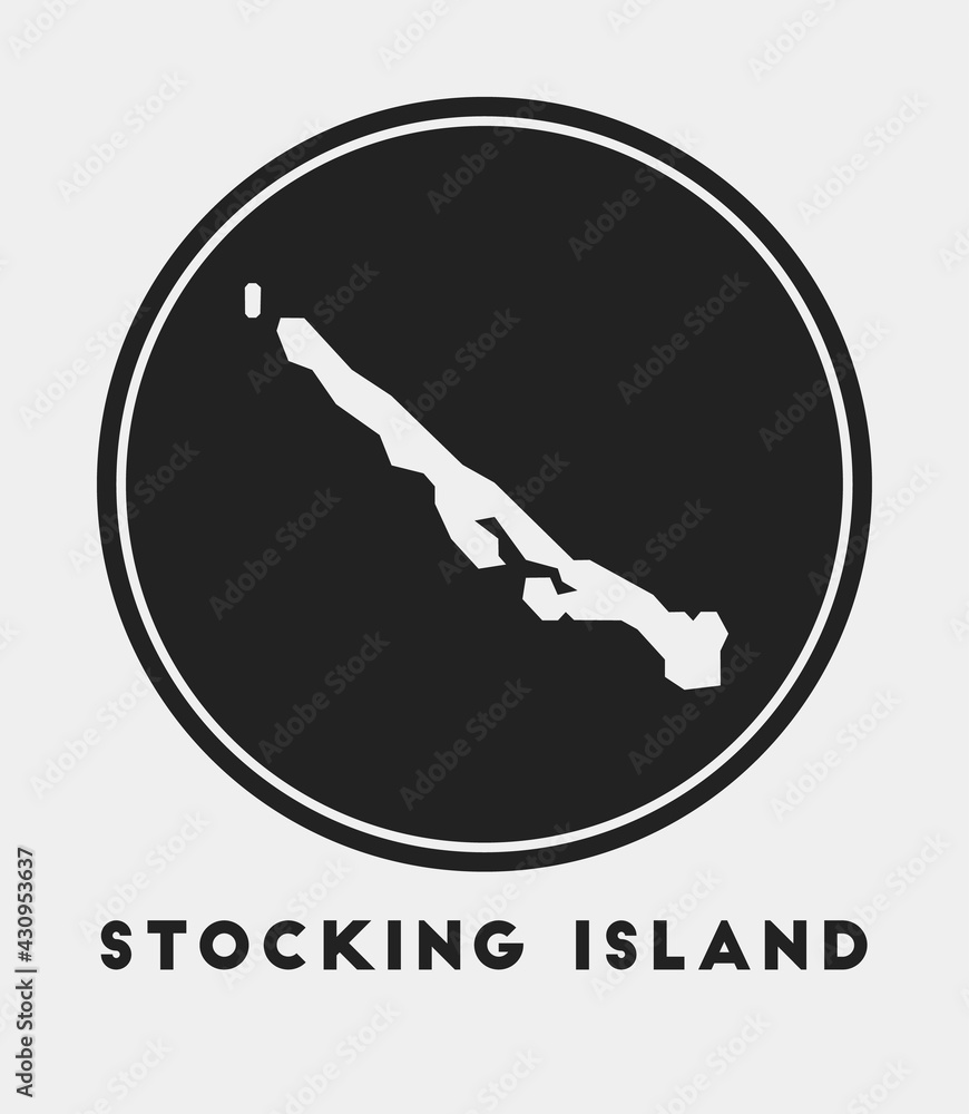Stocking Island icon. Round logo with island map and title. Stylish ...