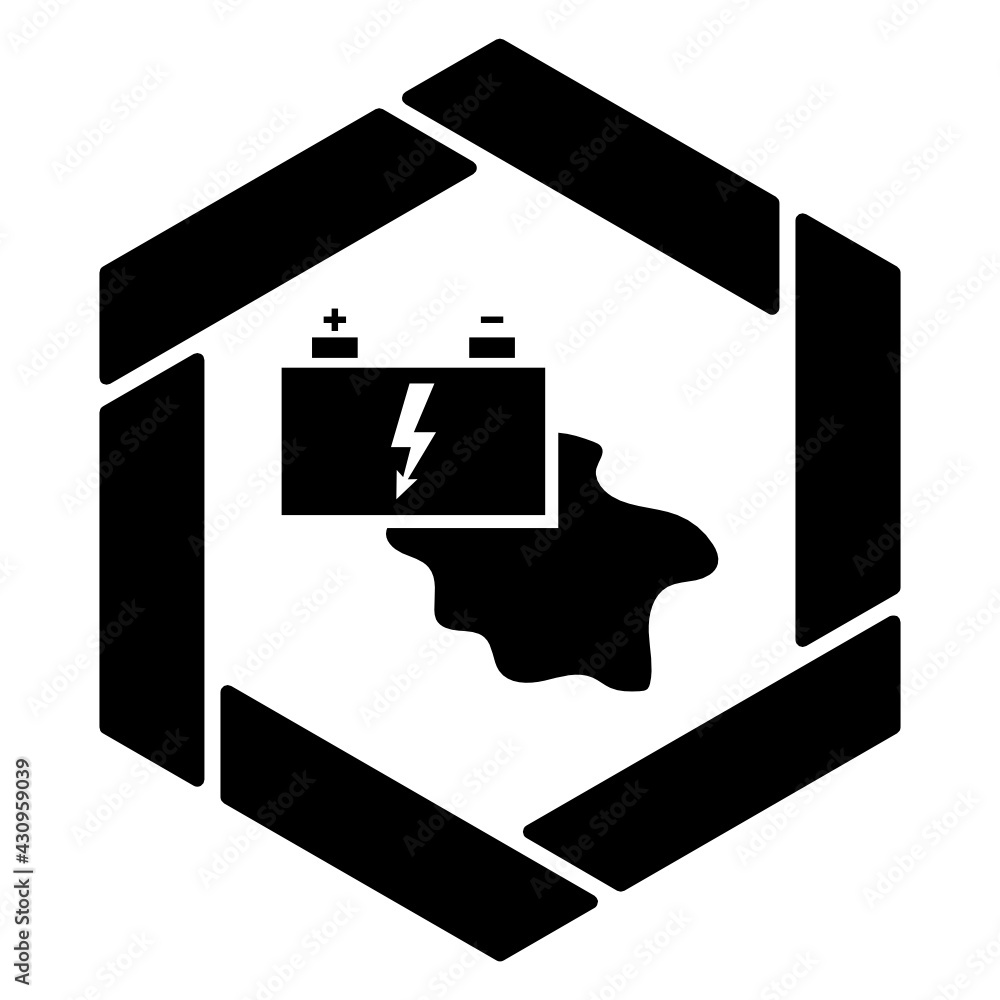 Battery Acid Concept Vector Icon Design, Black Hexagonal warning signs ...