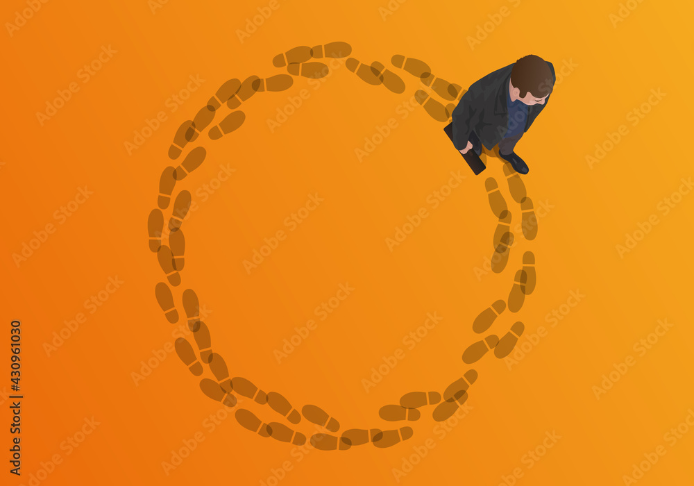 Concept de la routine et de l’impasse professionnelle, avec un homme ...