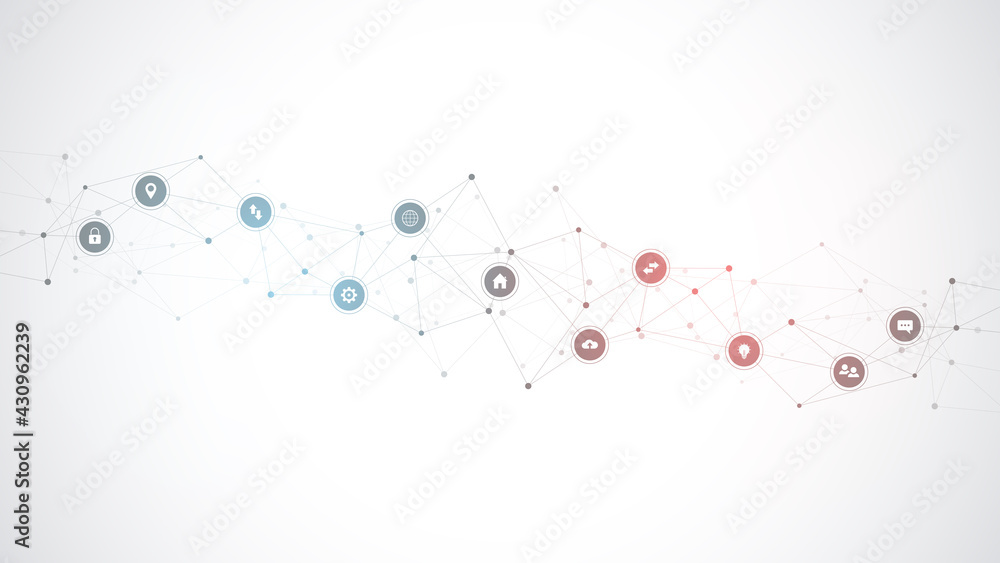 Information technology background with infographic elements and flat ...