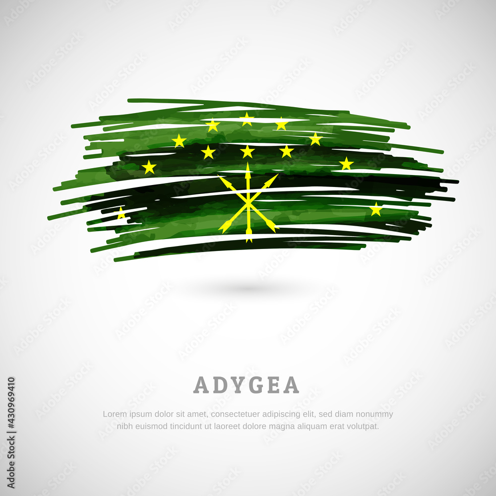Brush flag of Adygea country. Happy national day of Adygea with grungy ...
