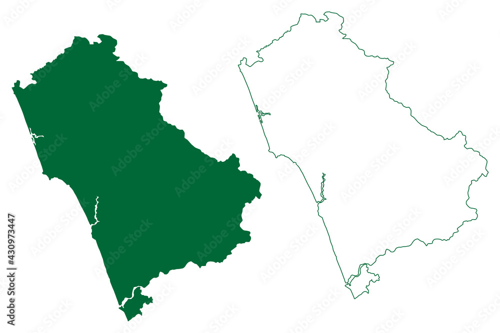 Kozhikode district (Kerala State, Republic of India) map vector ...