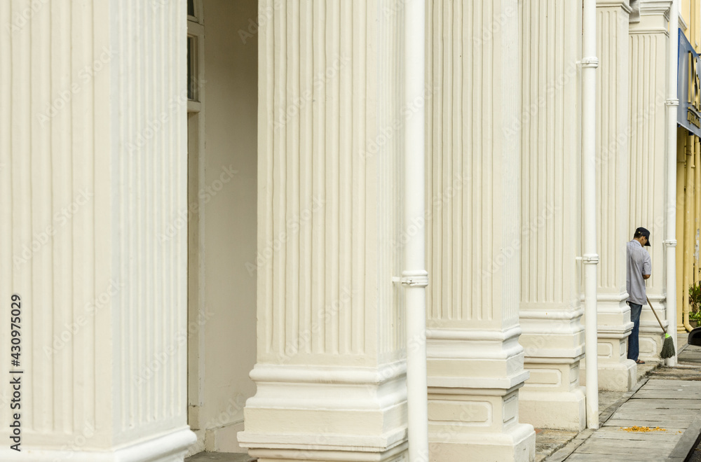 pillars of a colonial building in Georgetown, Malaysia Stock Photo ...