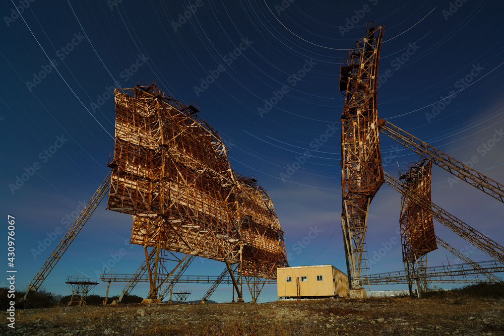Abandoned tropospheric communication station. View of the huge ...