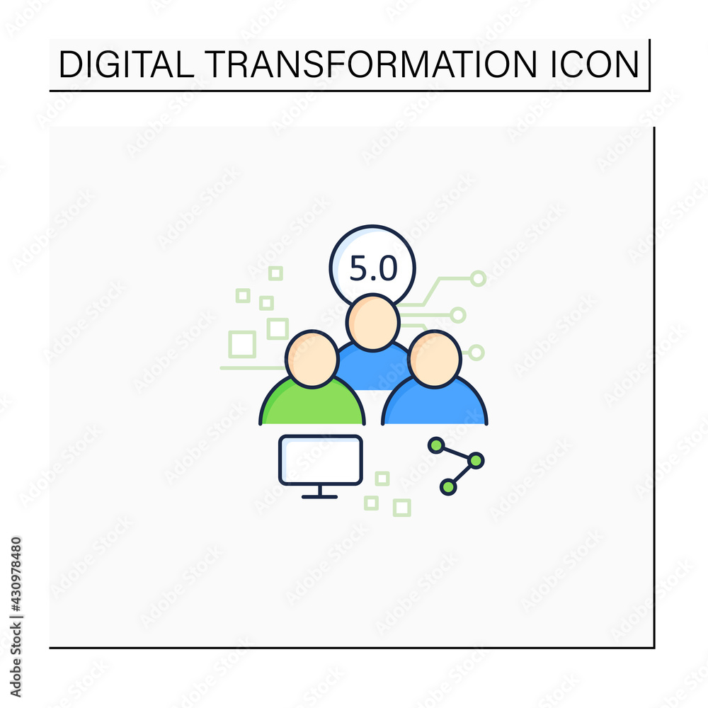 Society 5.0 color icon.Human-centered association.Super-smart society ...