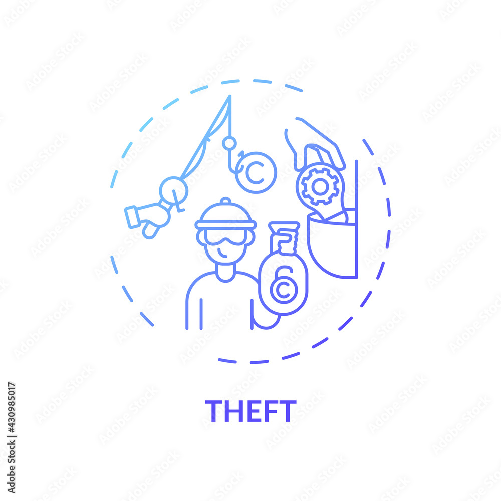 Theft concept icon. Copyright infringement type idea thin line ...