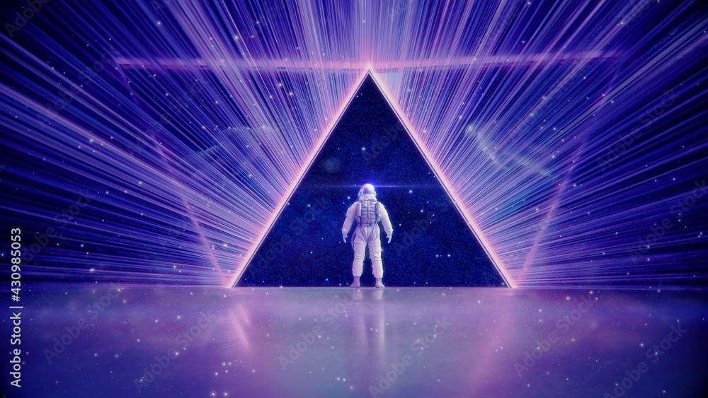 NEON LIGHT PYRAMID & ASTRONAUT ::: futuristic abstract cosmic space ...