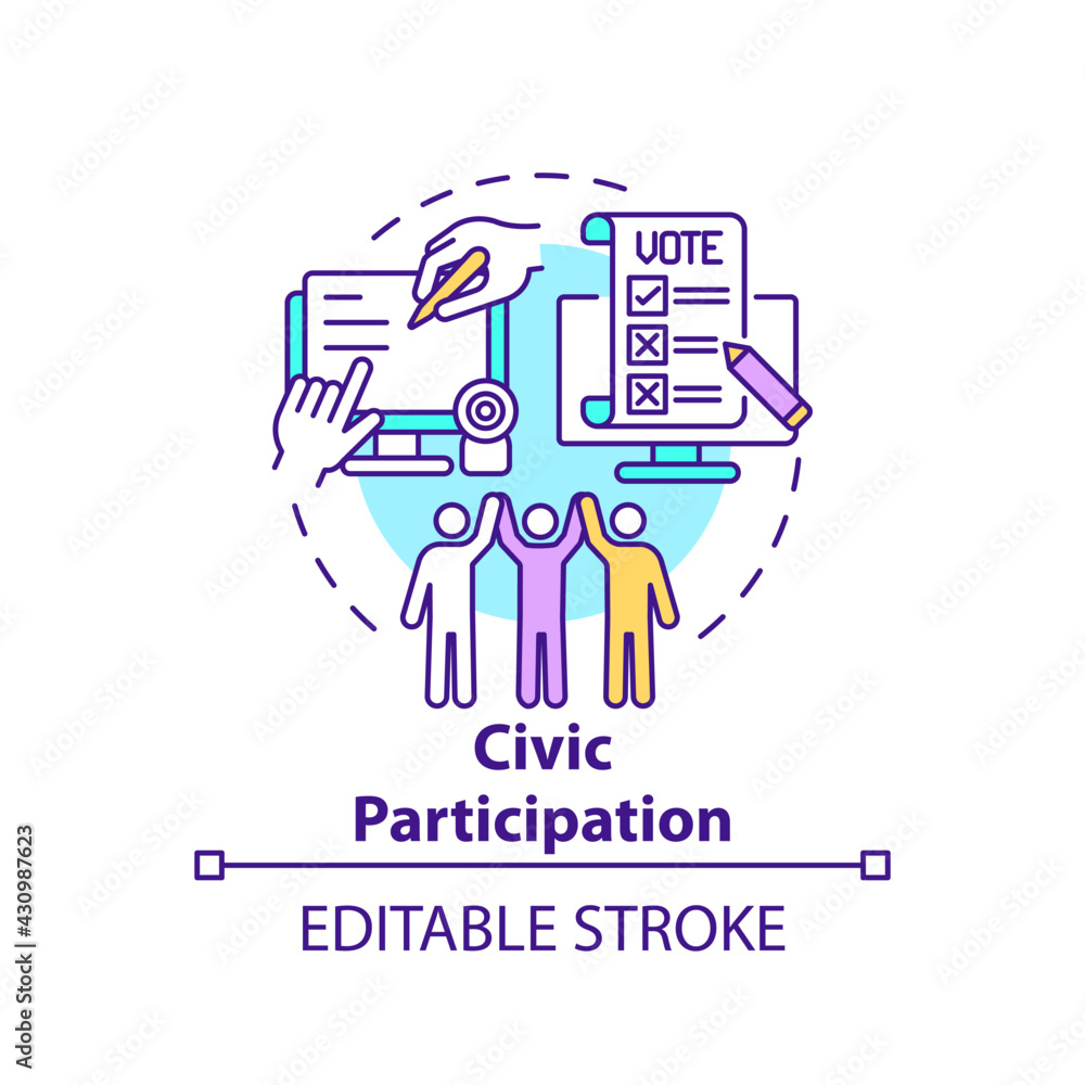 Civic participation concept icon. Social engagement. Technology ...