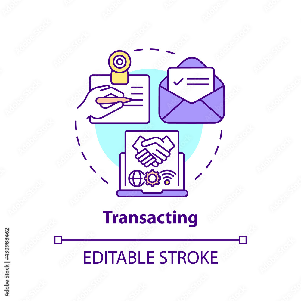 Transacting concept icon. Online communication. Data transfer on ...