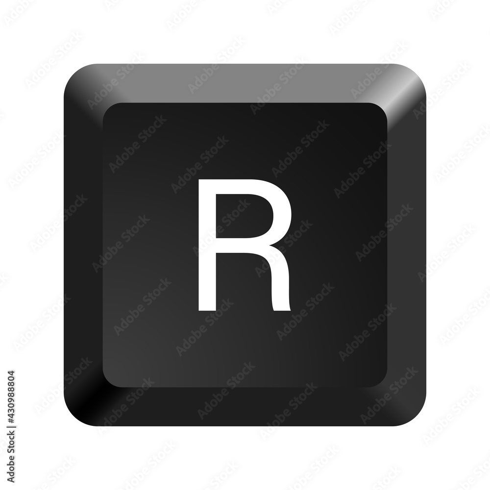 Black computer keyboard key Letter R. Button icon vector illustration ... Black computer keyboard key Letter R. Button icon vector illustration ...