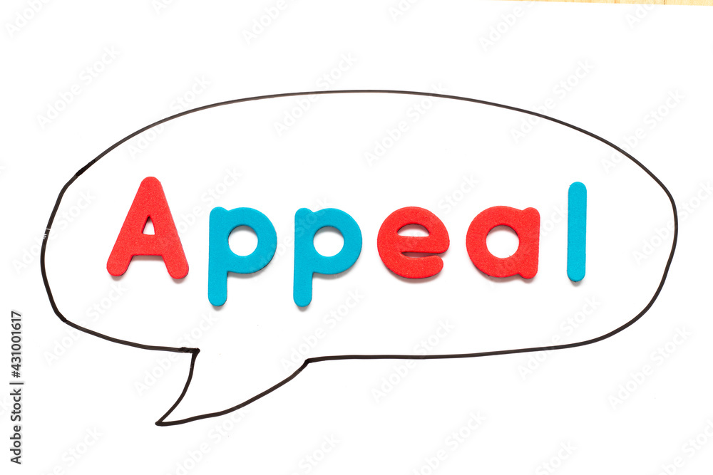 Alphabet letter with word appeal in black line hand drawing as bubble ...