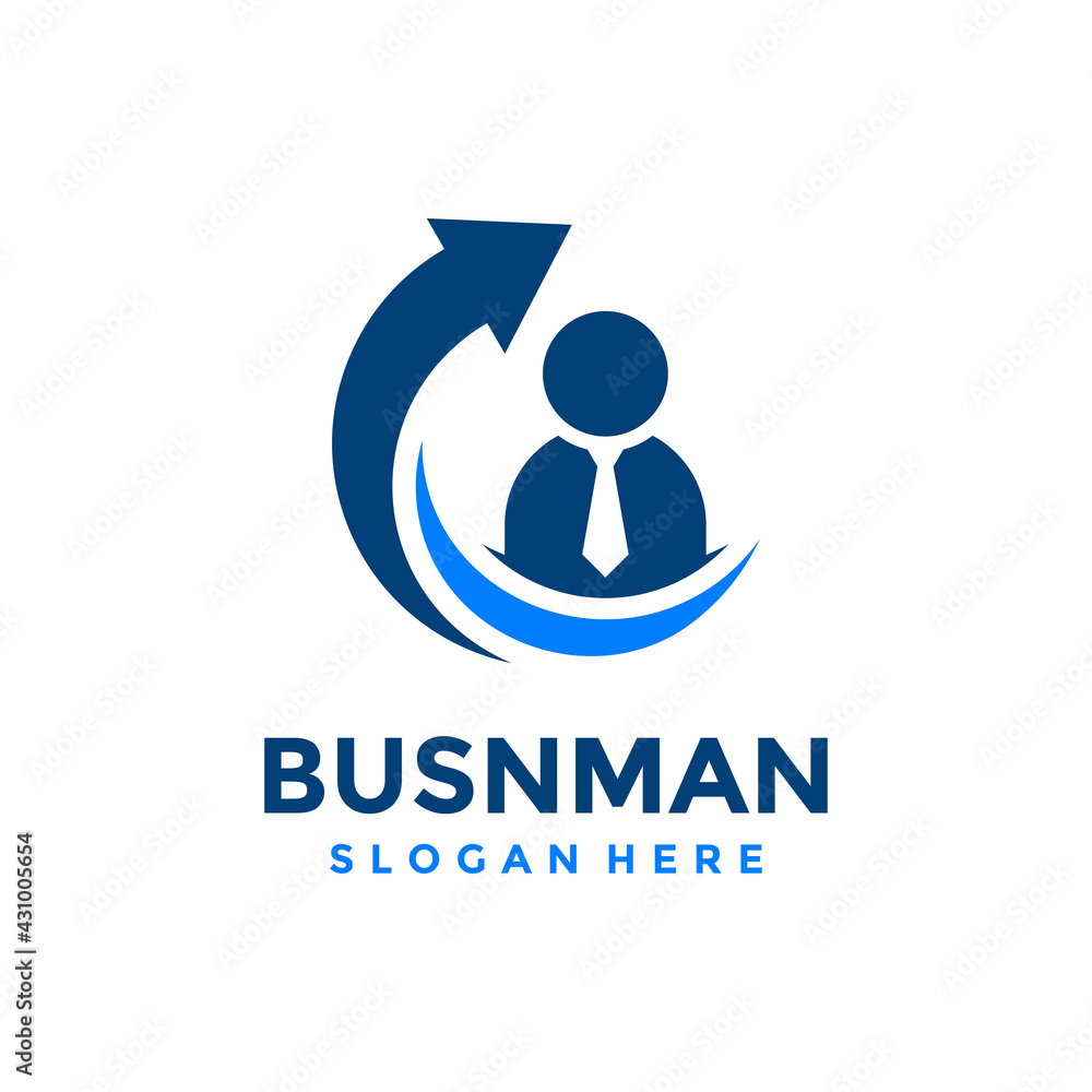 Progress Man Logo Template Design. Creative arrow up sign for growth ...