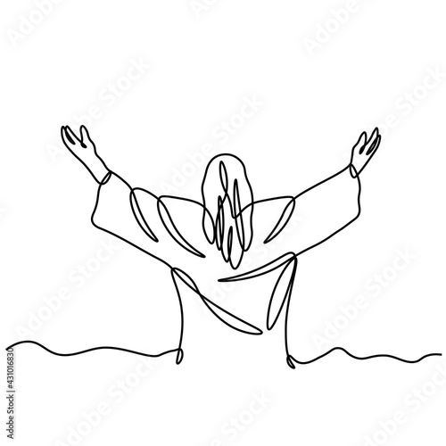 One continuous single drawn line art doodle spirituality Jesus Christ ...