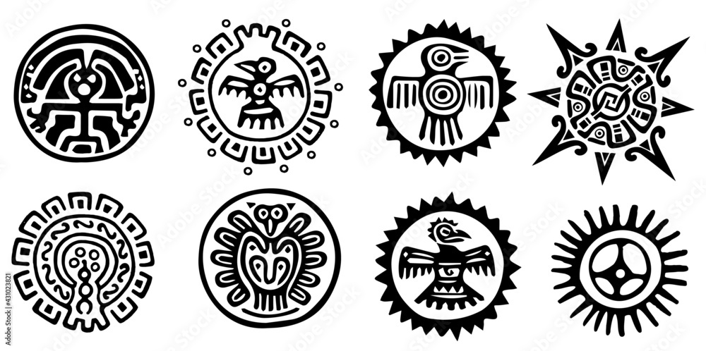 Design und Motive von Inka, Maya, Azteken aus Südamerika Stock Vector ...